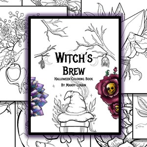 Witch's Brew Halloween Coloring Book, Printable Adult Coloring Pages ...