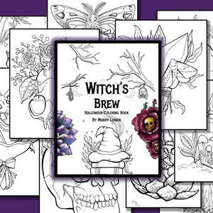 Witch's Brew Halloween Coloring Book, Printable Adult Coloring Pages ...