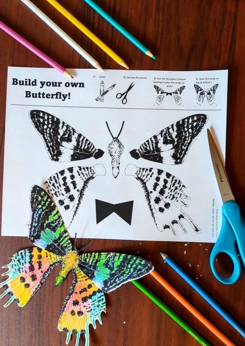 Build Your Own Butterfly, Printable Craft for Kids, Madagascar Sunset ...
