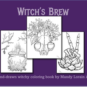 Witch's Brew Halloween Coloring Book, Printable Adult Coloring Pages ...