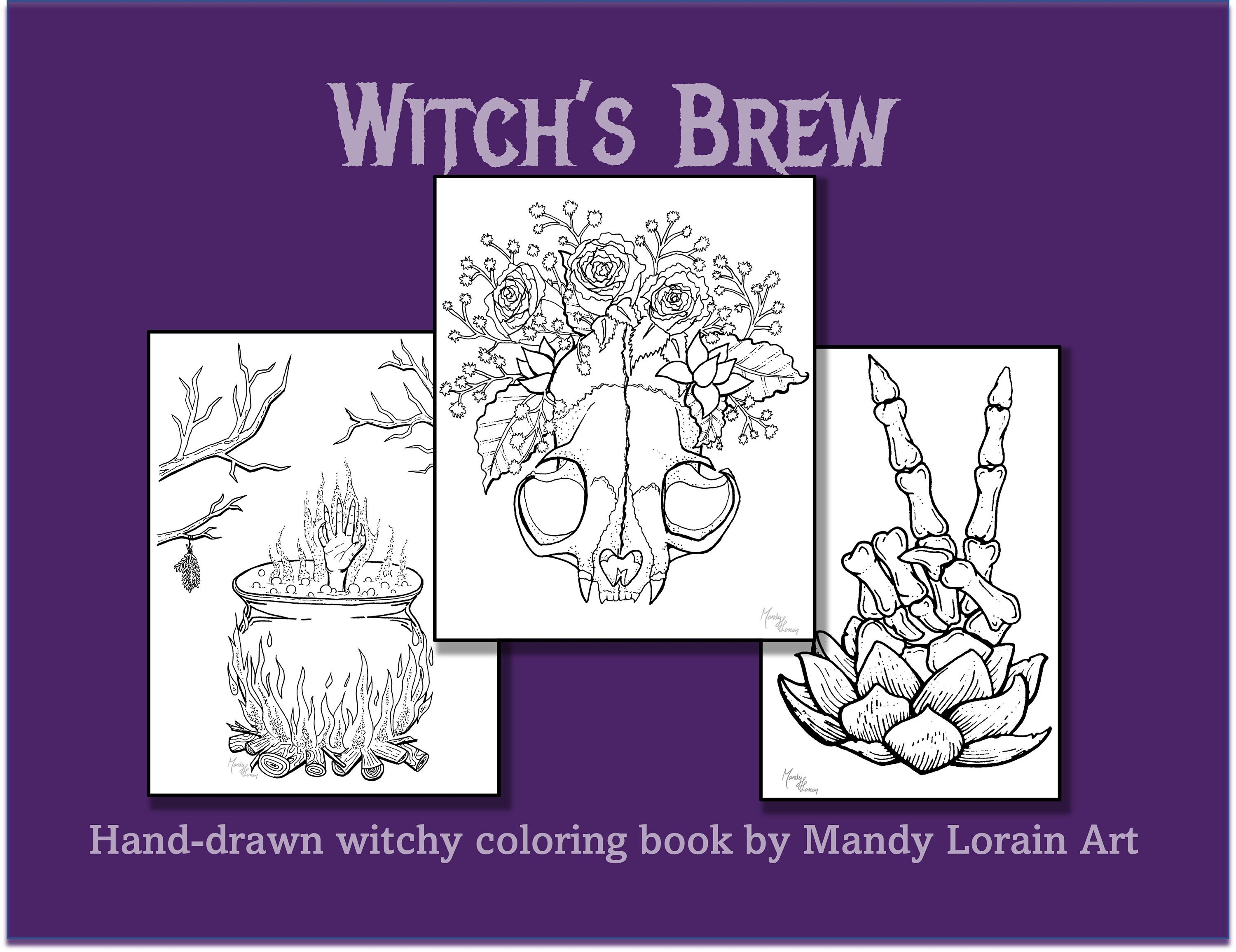 Witch's Brew Halloween Coloring Book Printable Adult - Etsy
