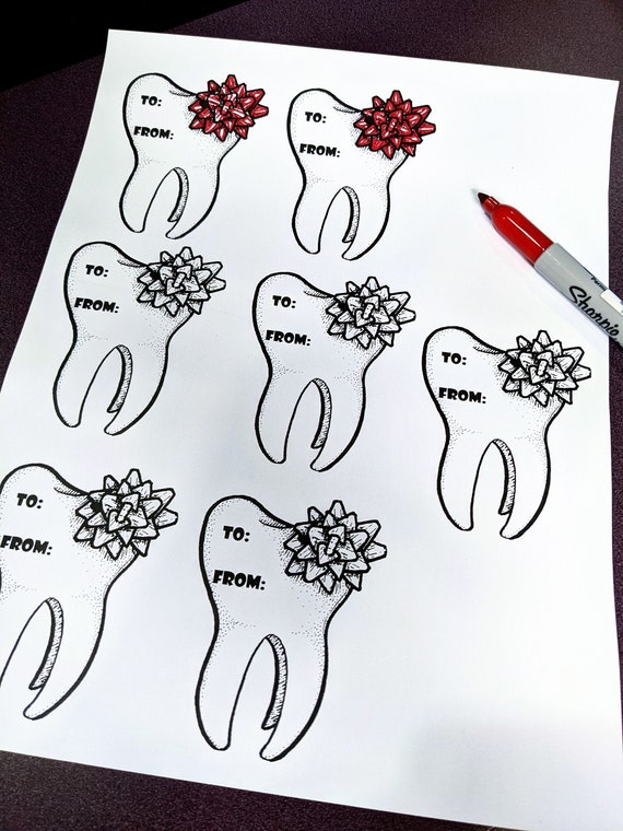 Printable Tooth Gift Tags for Dental Offices. Dental Student | Etsy