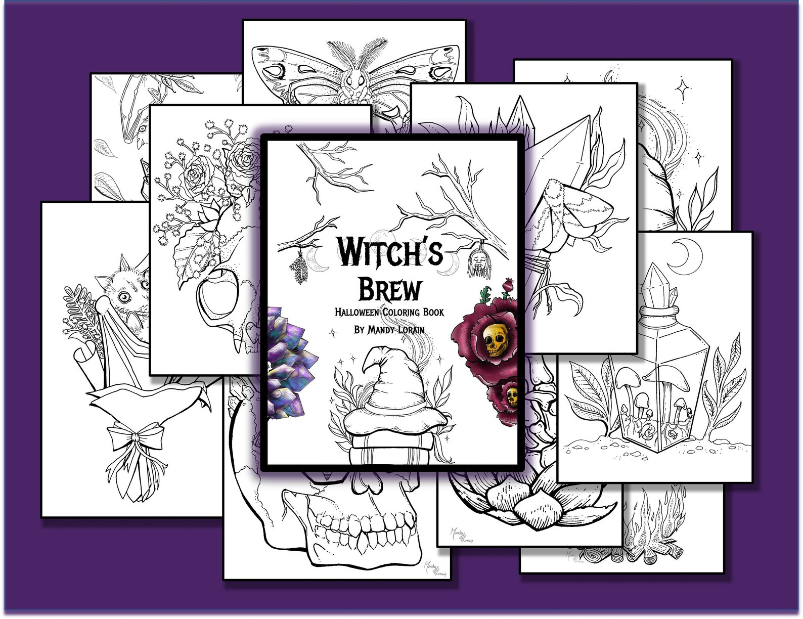 Witch's Brew Halloween Coloring Book Printable Adult - Etsy