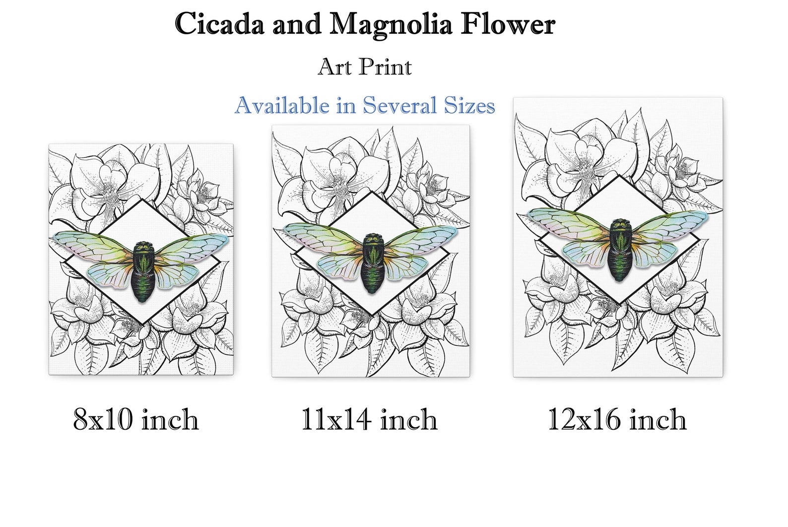 Cicada Canvas Print, Canvas Gallery Wraps, Entomology Art Print, Insect ...