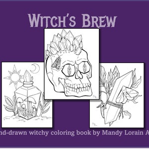 Witch's Brew Halloween Coloring Book, Printable Adult Coloring Pages ...