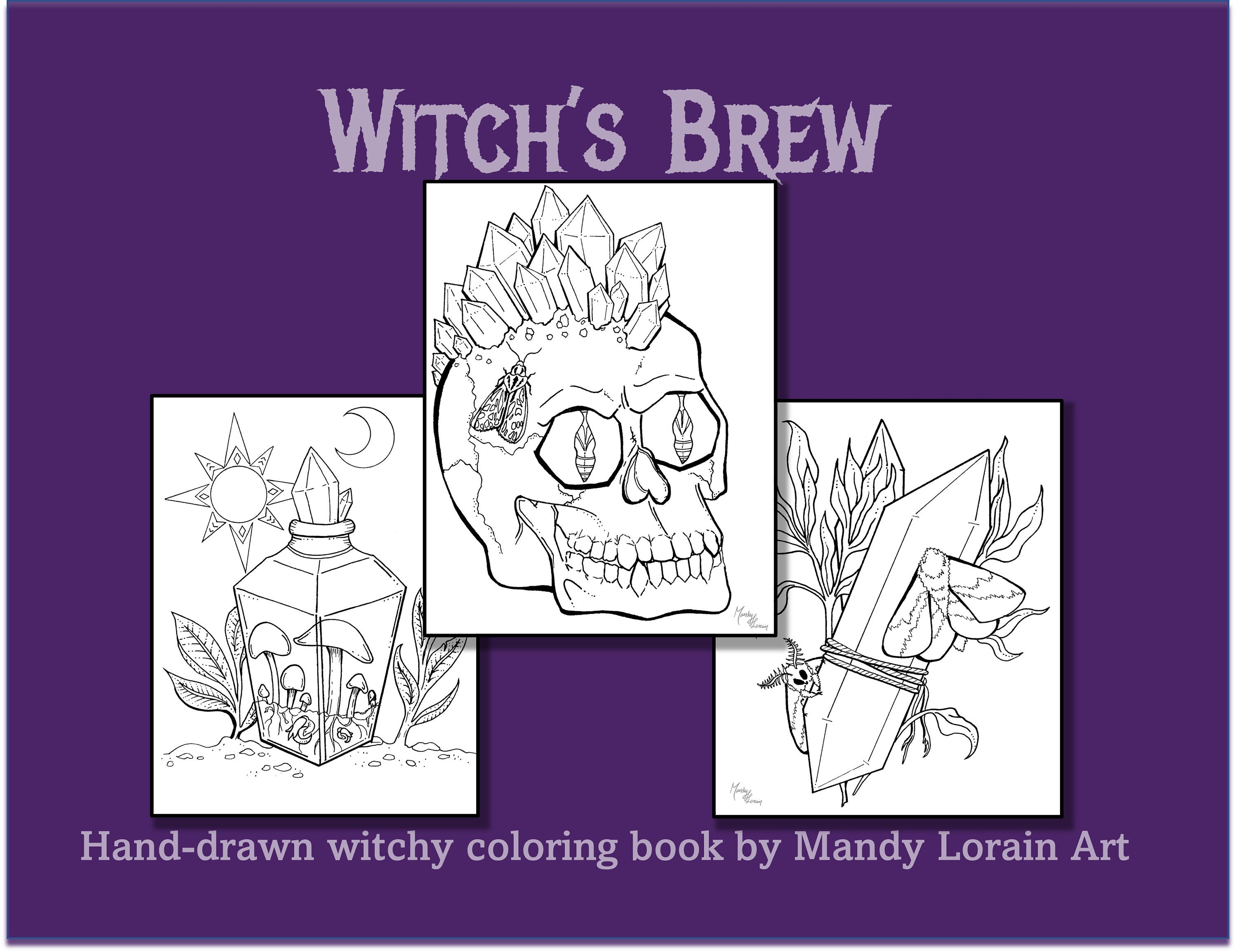 Witch's Brew Halloween Coloring Book Printable Adult - Etsy