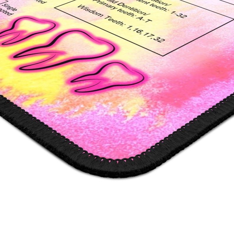 Pink Tooth Numbering Diagram Mousepad for Dental Offices & Students ...