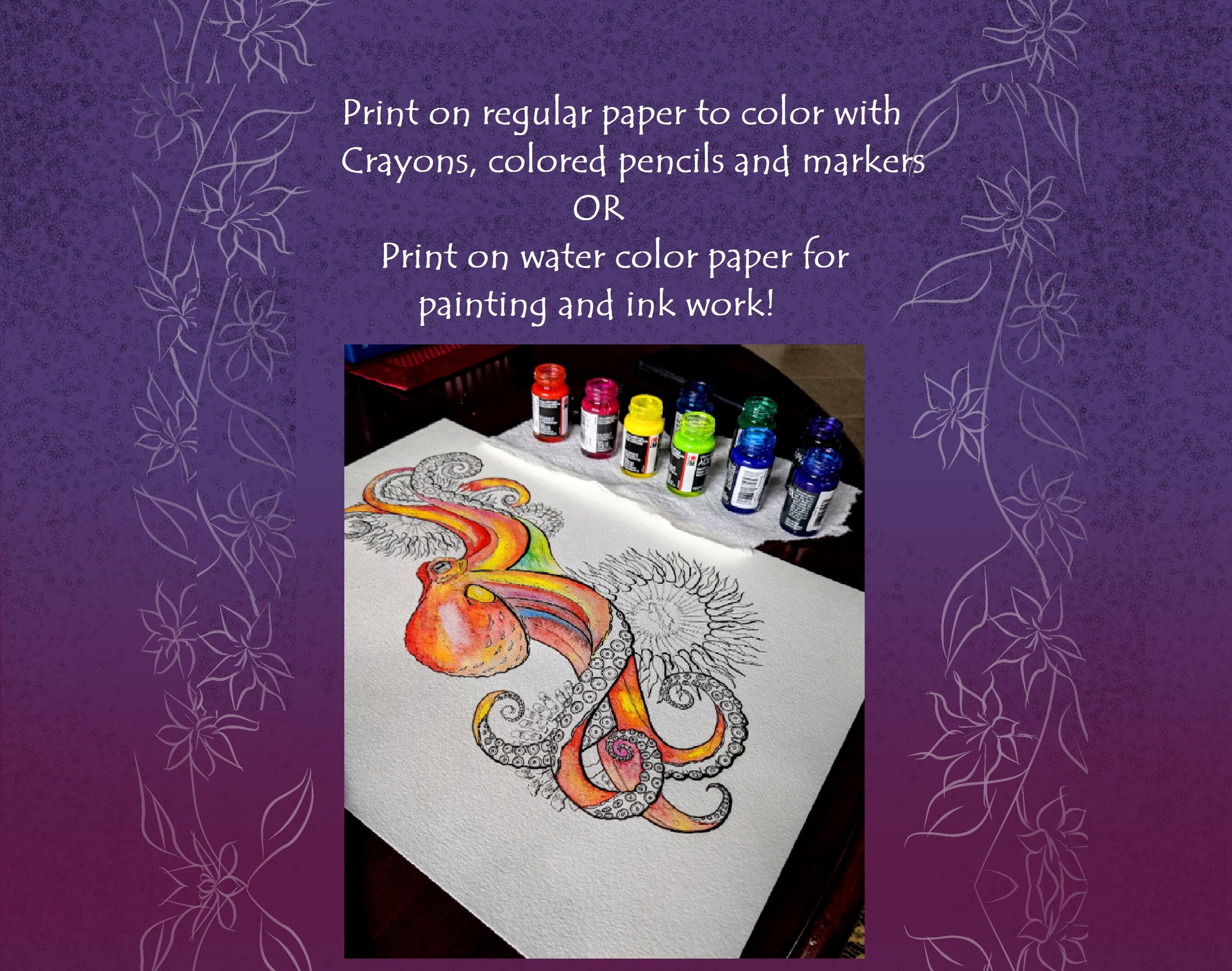 Octopus Coloring Page, Octopus Art, Mommy and Me Coloring Sheets ...