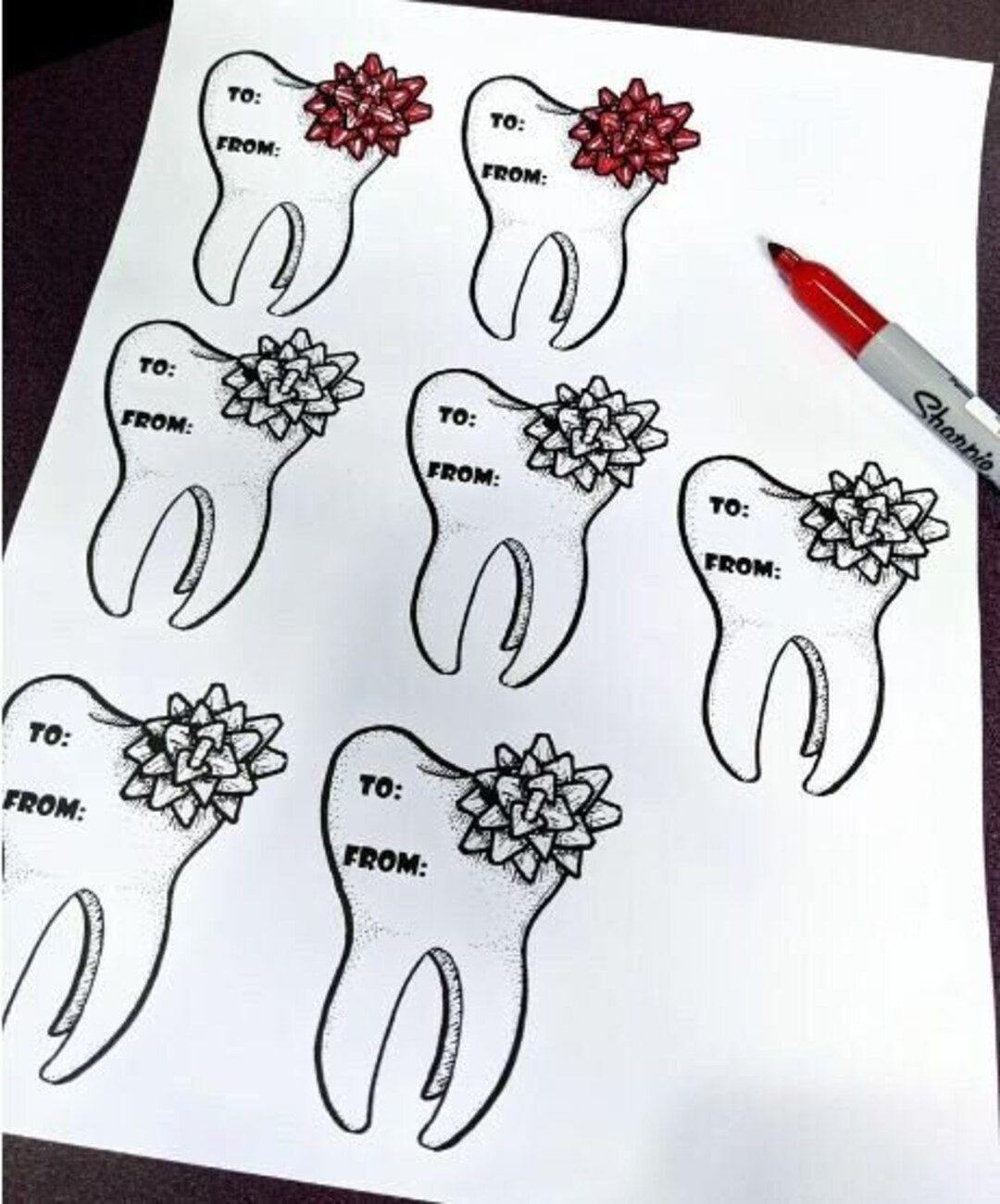 Printable Tooth Gift Tags for Dental Offices. Dental Student Gift ...