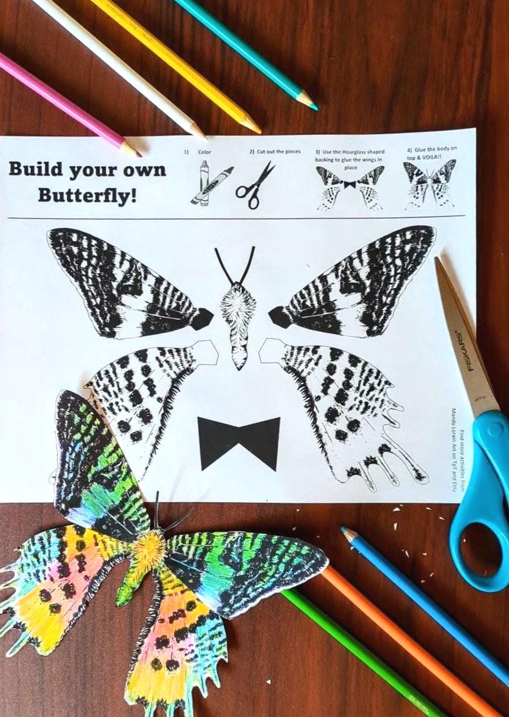 Madagascar Sunset Moth Craft, Rainbow Butterfly Coloring Page (PDF ...