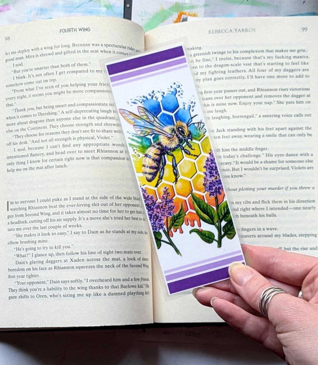 Honey Bee Bookmark, Floral Honeycomb Design, Laminated - Etsy