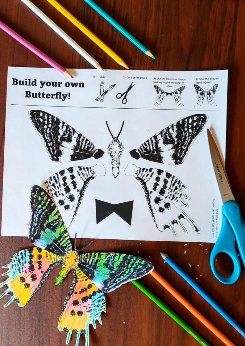 Build Your Own Butterfly, Printable Craft for Kids, Madagascar Sunset ...