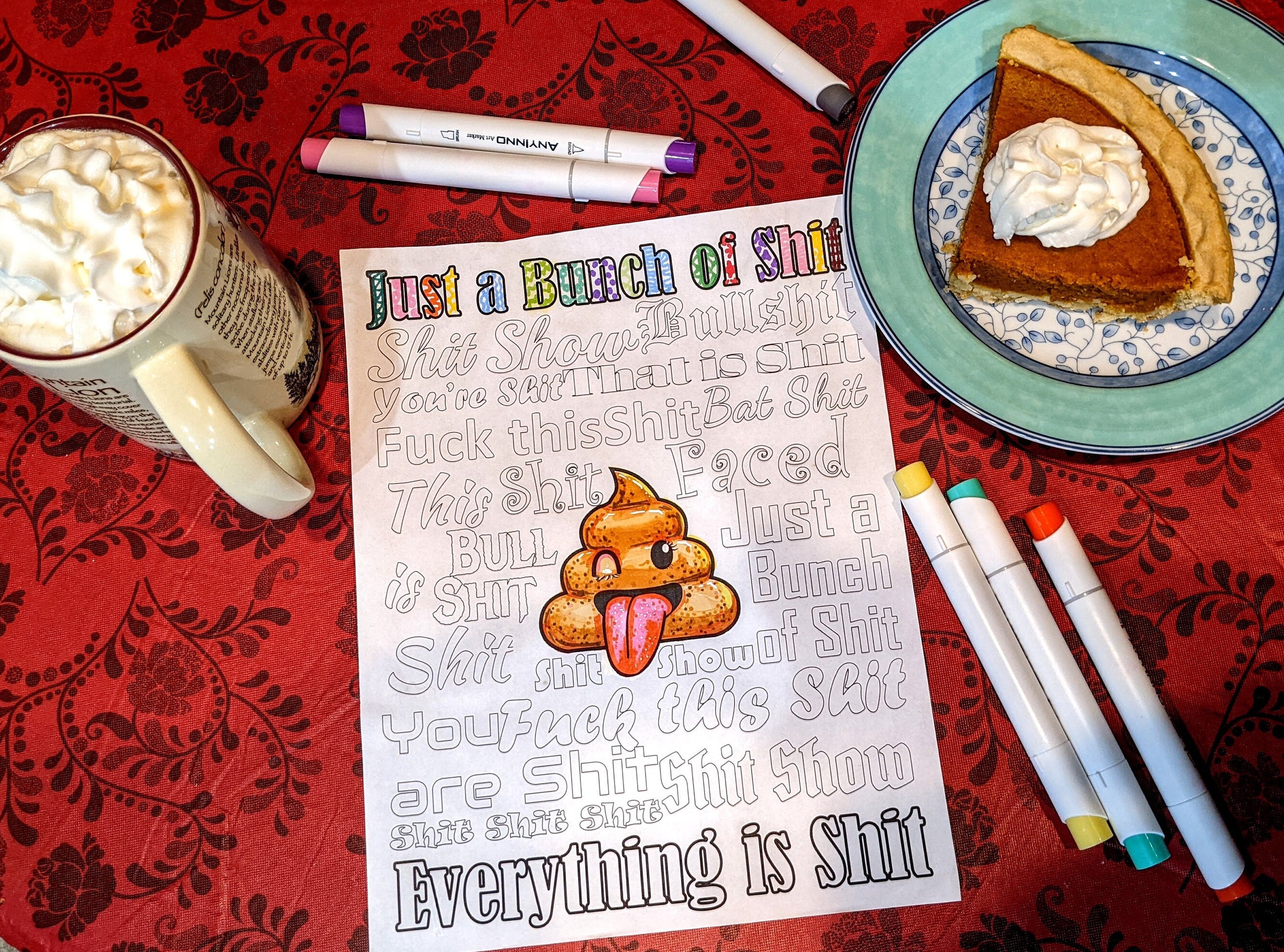 Stress Relief Coloring Page for Adults, Cuss Word Coloring Sheet ...