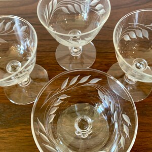 Set of 4 Vintage Libbey Wheat Retro Etched Champagne Coupes Tall ...