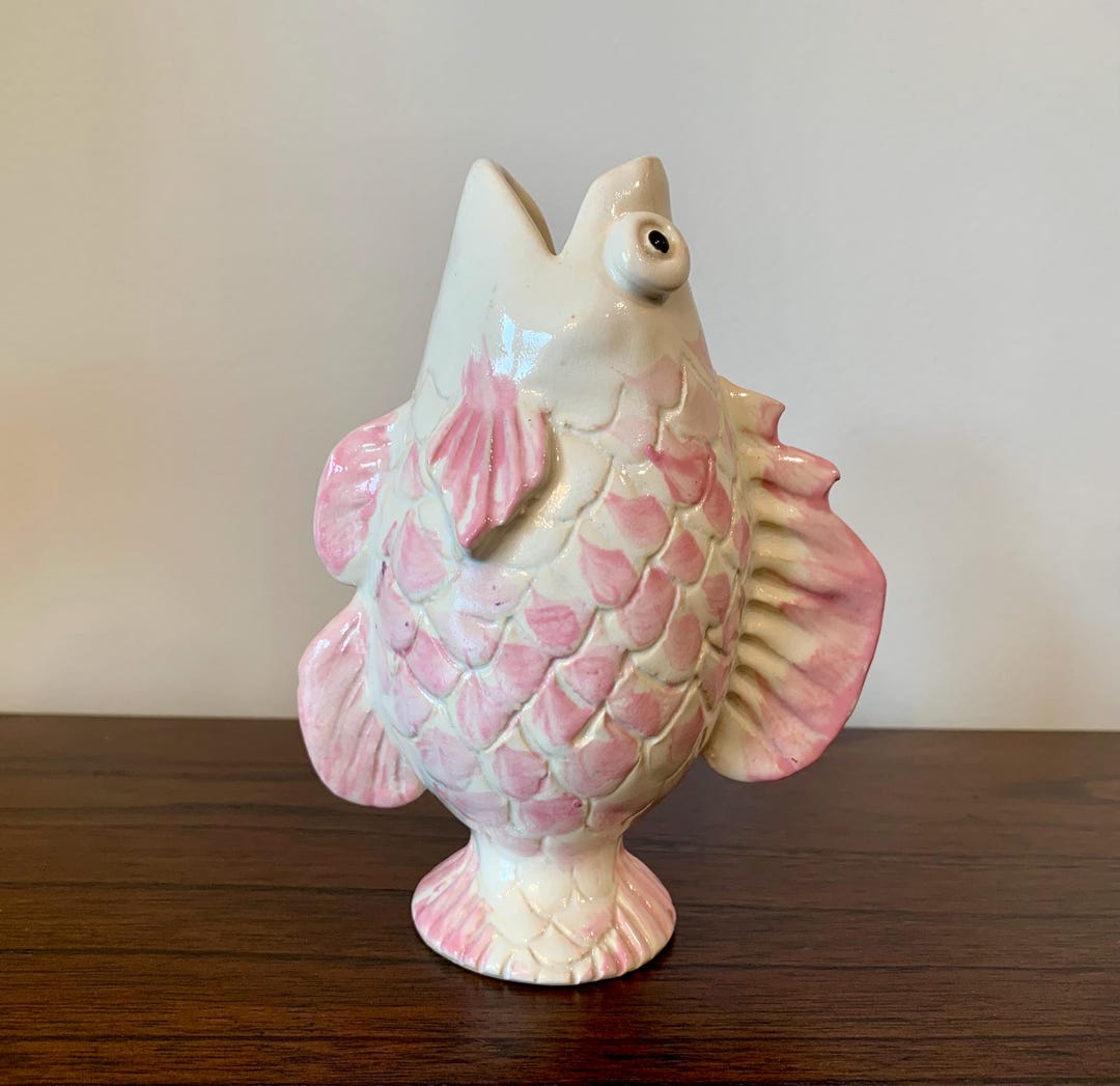Vintage Pink Ceramic Handmade Pottery Fish Small Vase Figurine - Etsy