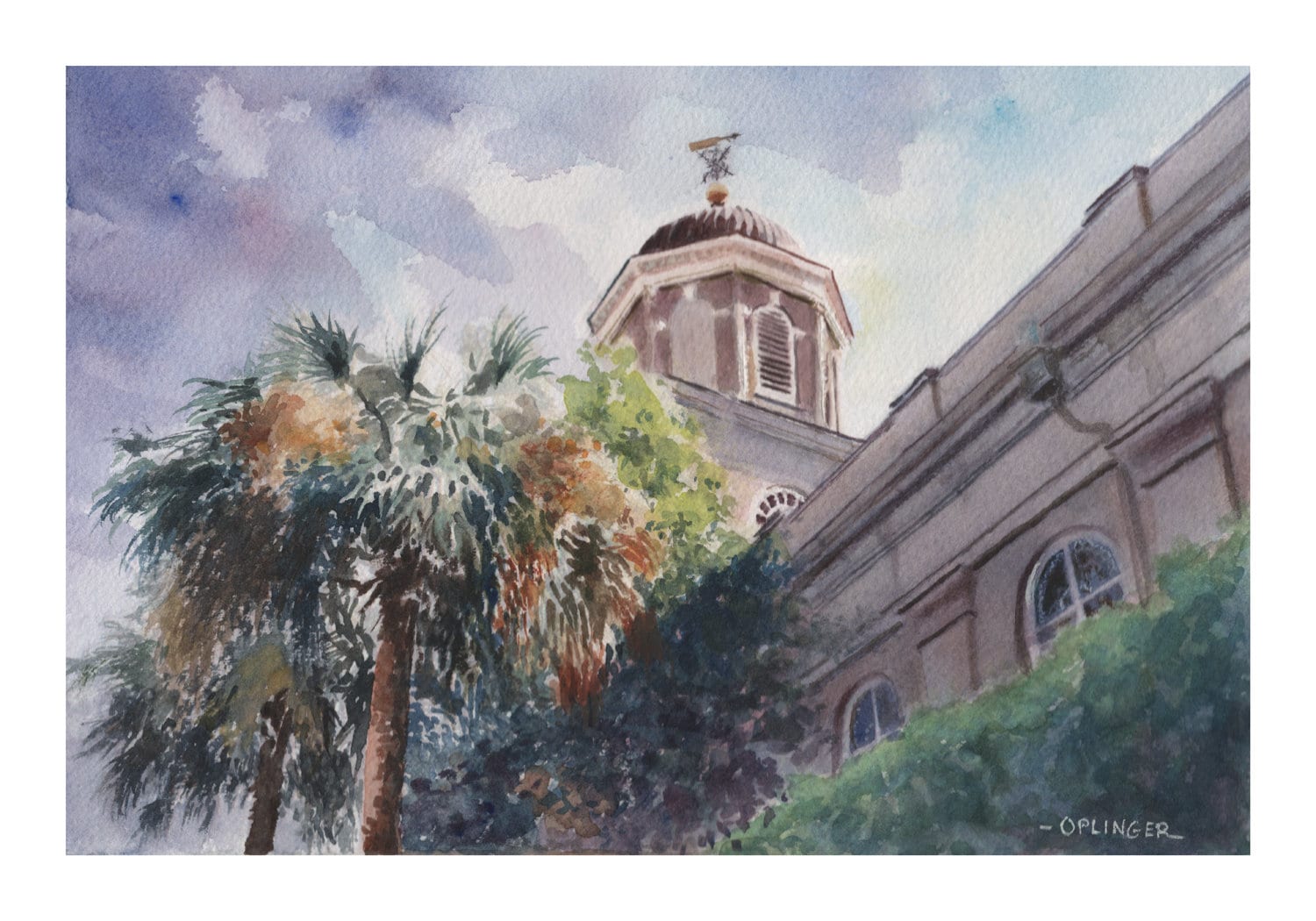 Old Charleston Church Steeple Art Print. Giclee Print of a Watercolor ...