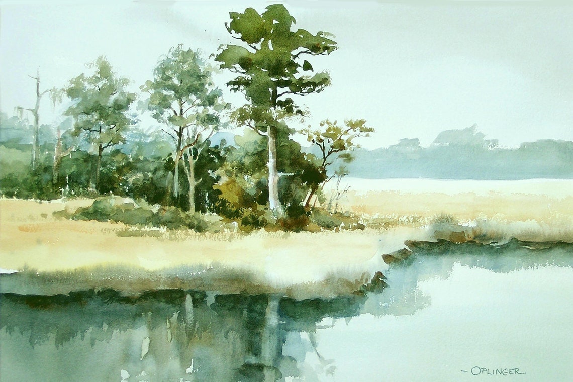 Marsh Scene Art Print. Giclee Print of a Watercolor Painting - Etsy