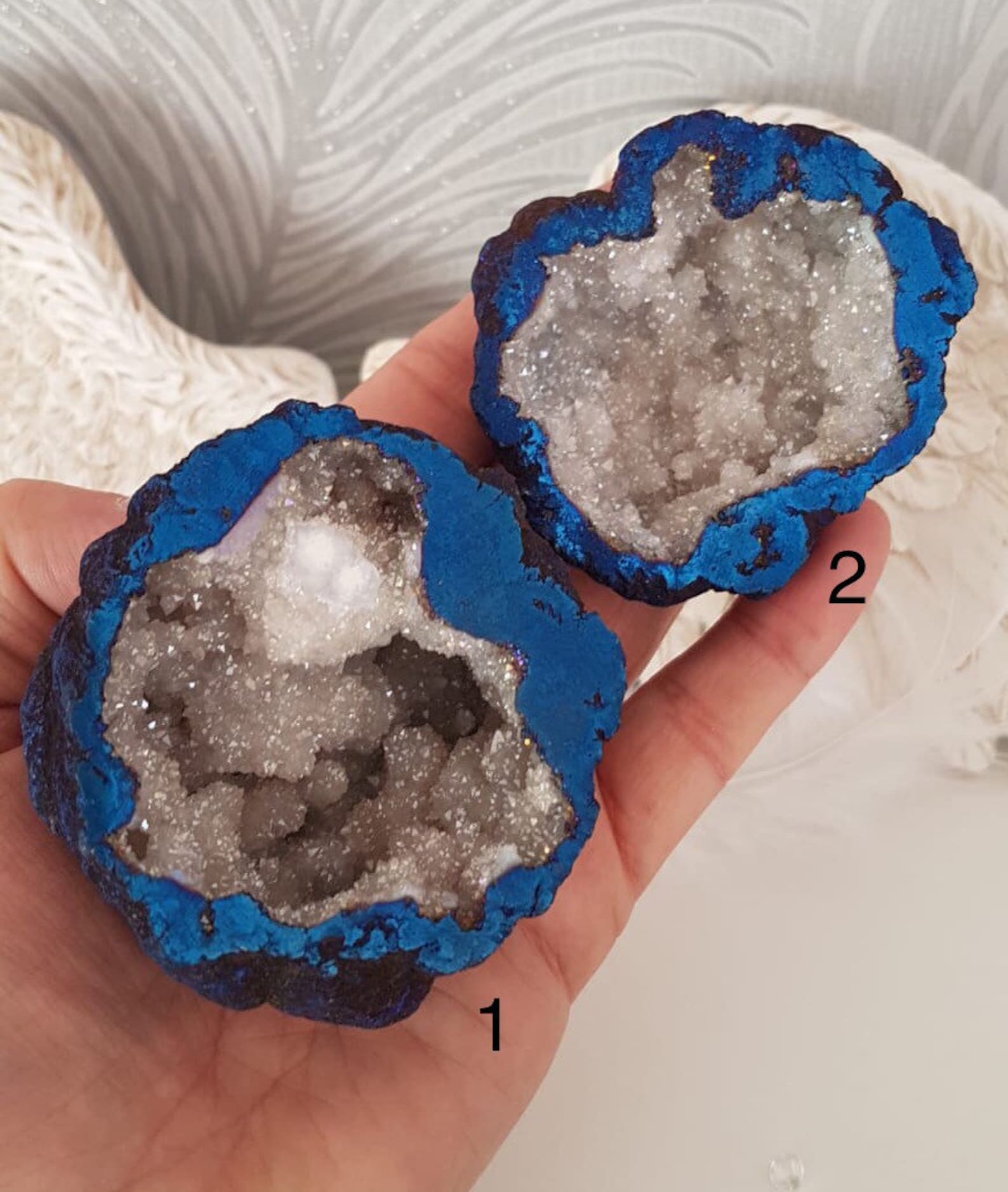 Quartz Geode With Beautiful Azure Blue Aura Edges 2 Stunning - Etsy
