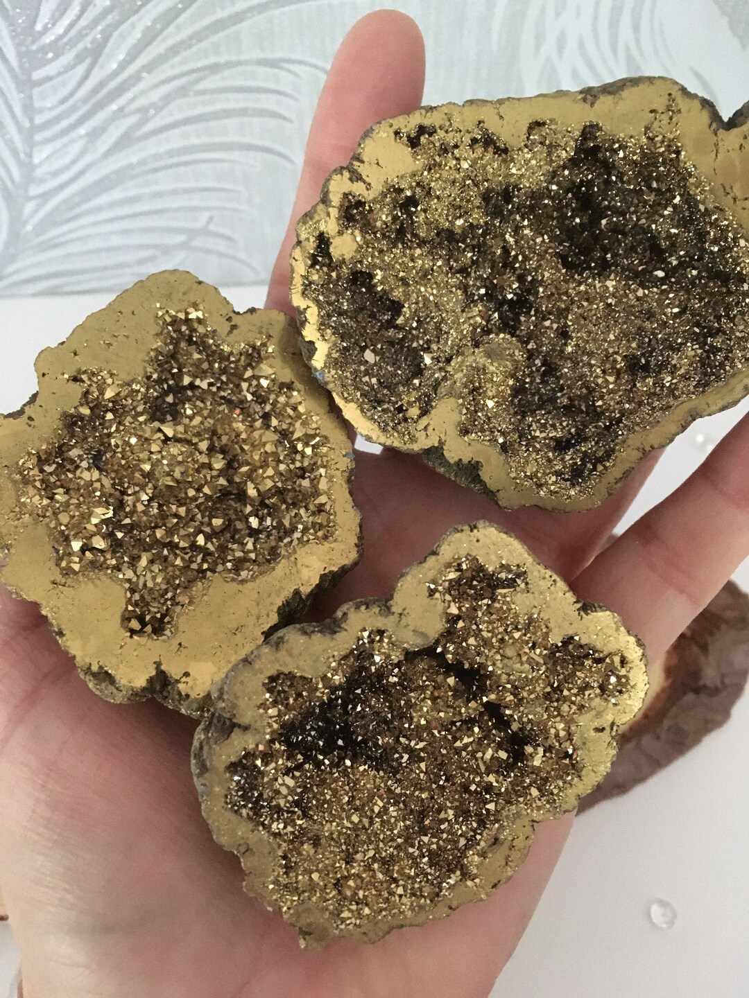 Gold Aura Sparkly Geodes - Choice of 3 Stunning Pieces to Choose From ...