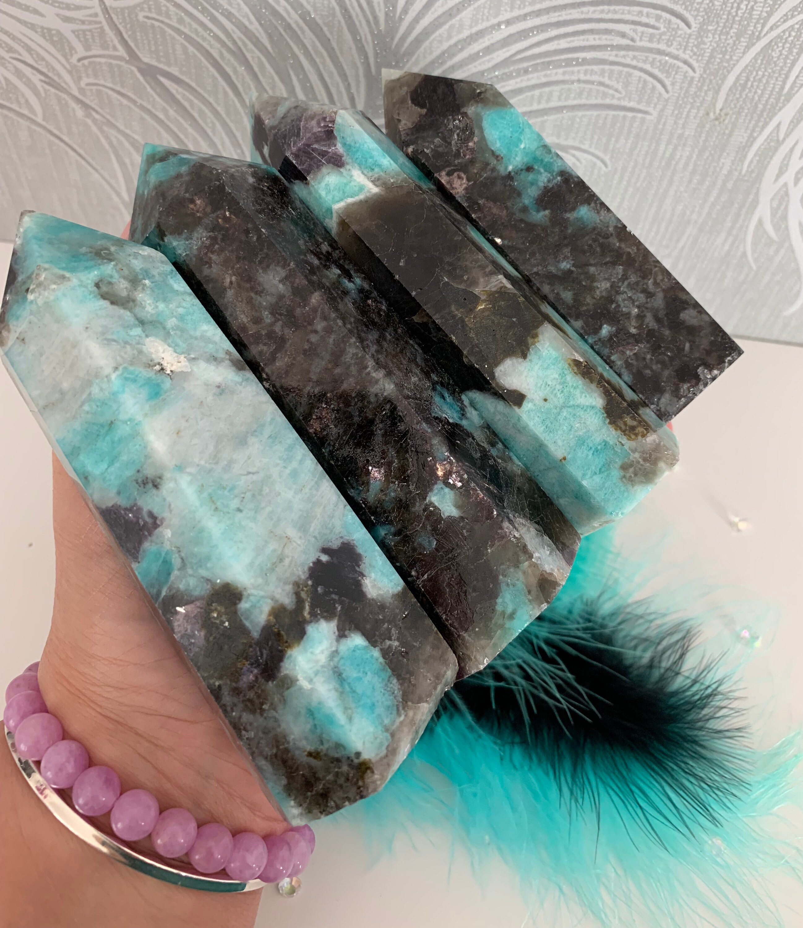 Amazonite / Black Tourmaline / Smokey Quartz / Purple Mica - Etsy UK