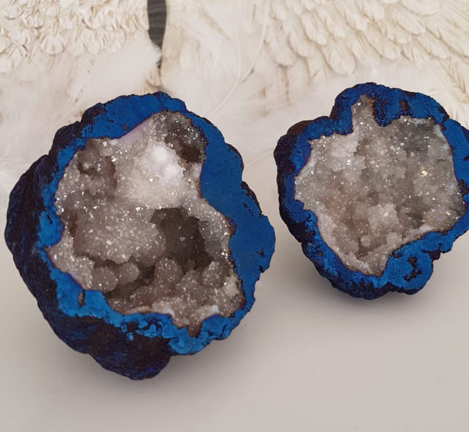Quartz Geode With Beautiful Azure Blue Aura Edges 2 Stunning - Etsy