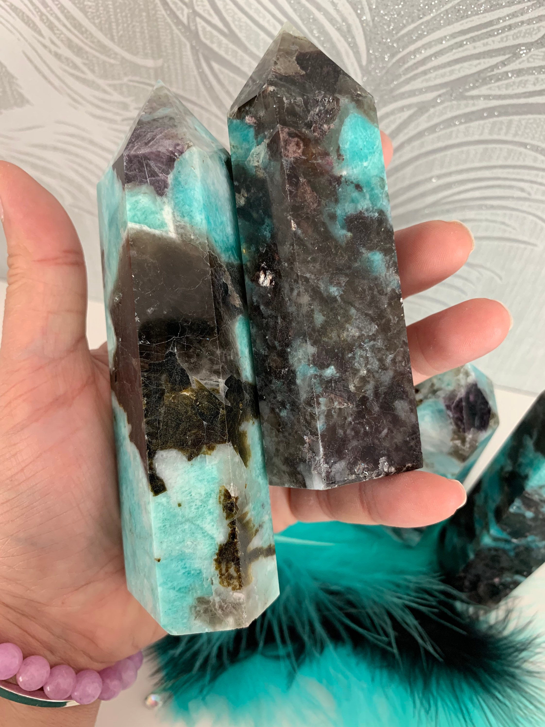 Amazonite / Black Tourmaline / Smokey Quartz / Purple Mica | Etsy