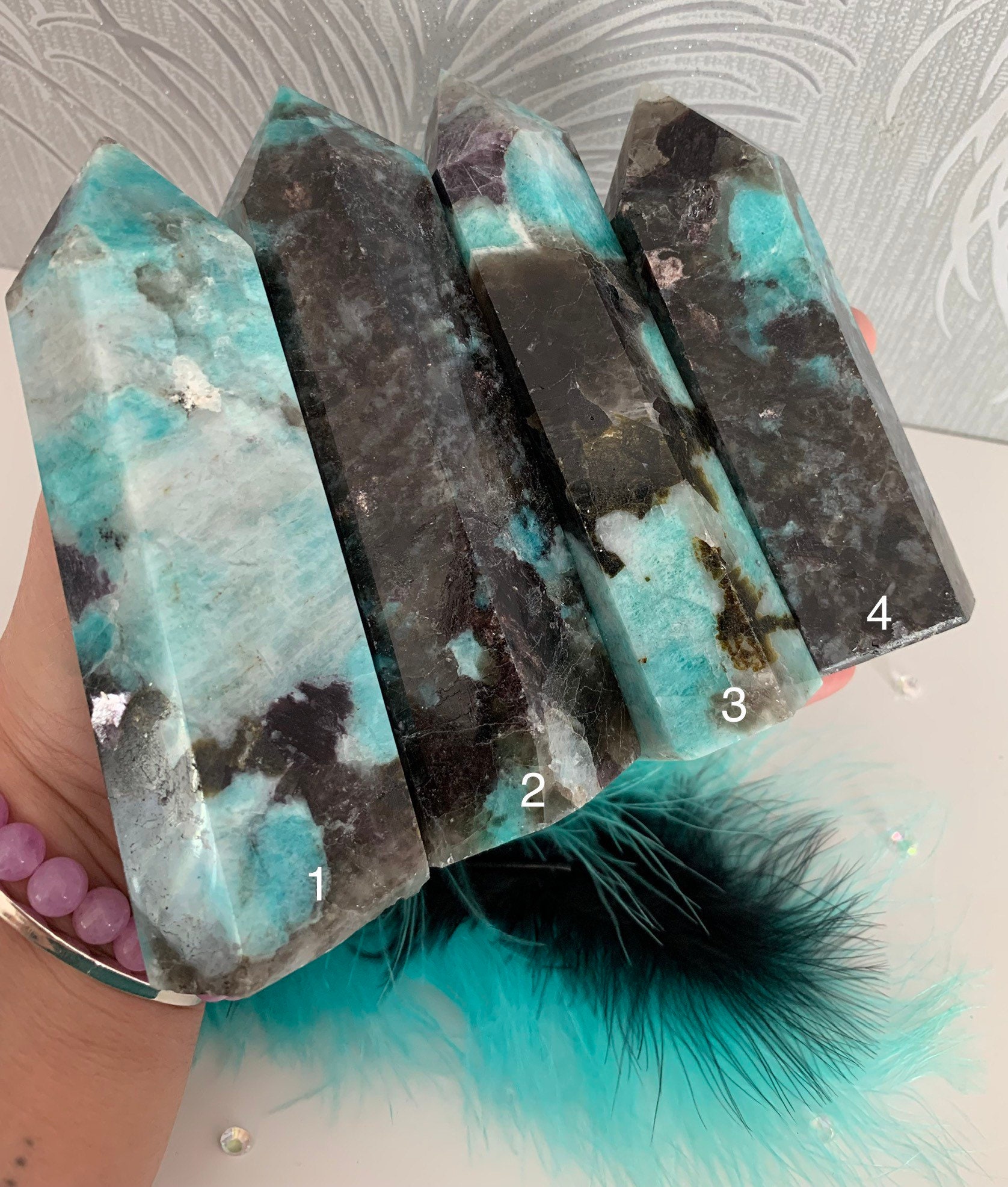 Amazonite / Black Tourmaline / Smokey Quartz / Purple Mica | Etsy