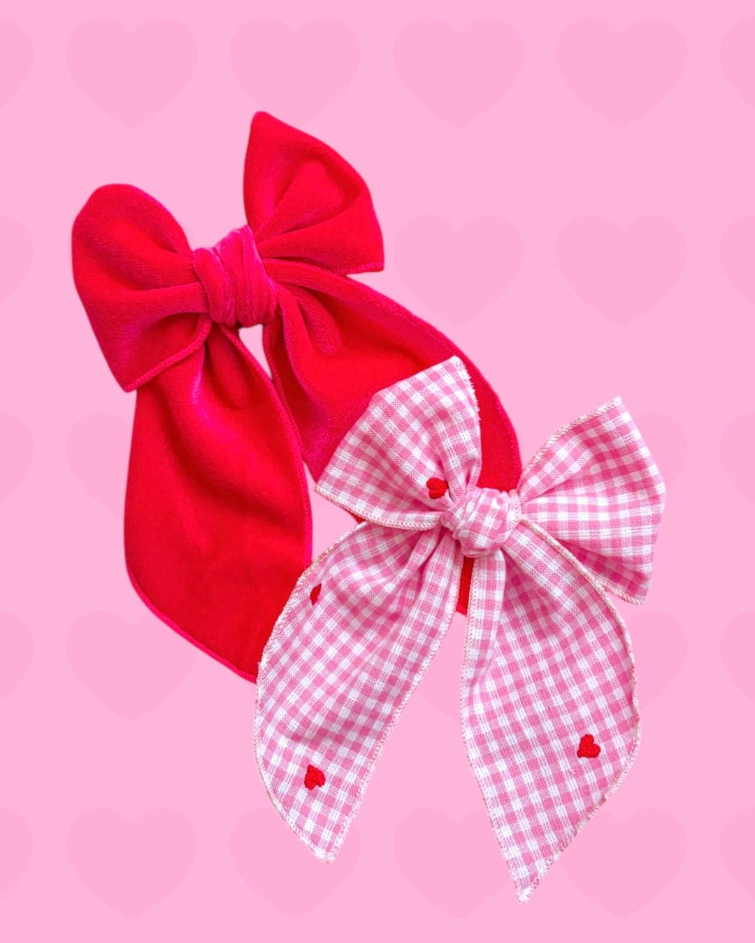 Hot Pink & Gingham Hearts - Etsy