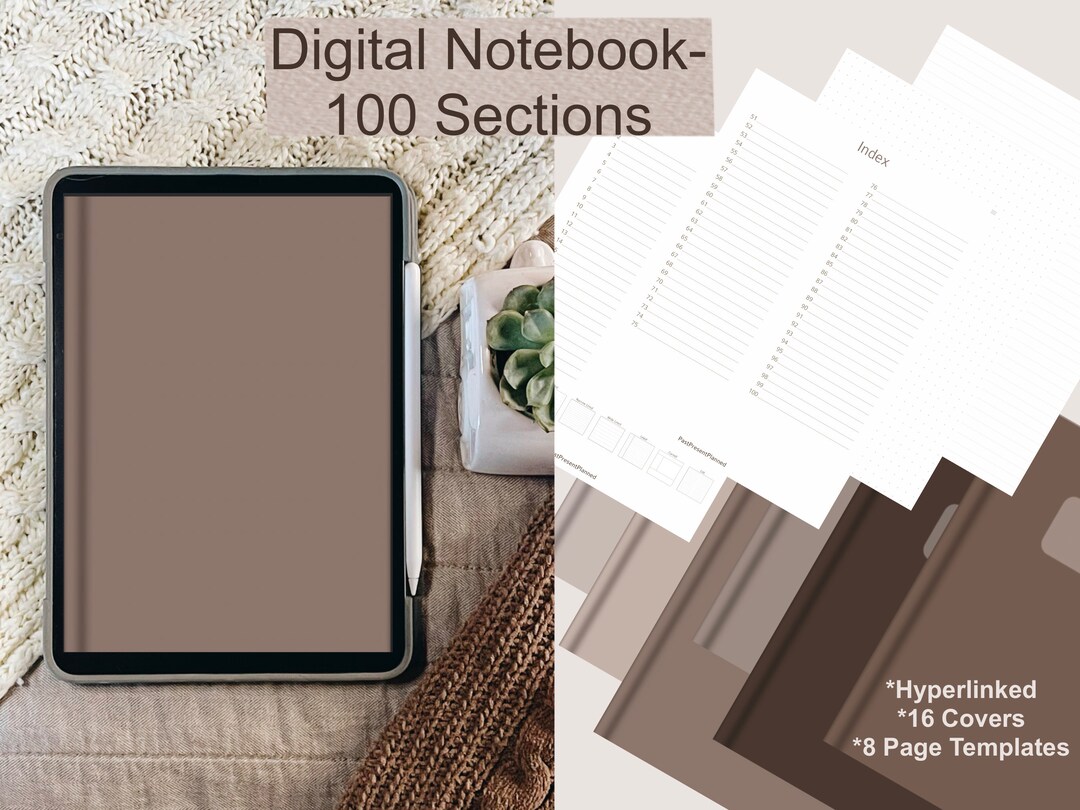 100 Section Digital Notebook / Goodnotes Notebook / Hyperlinked Digital ...