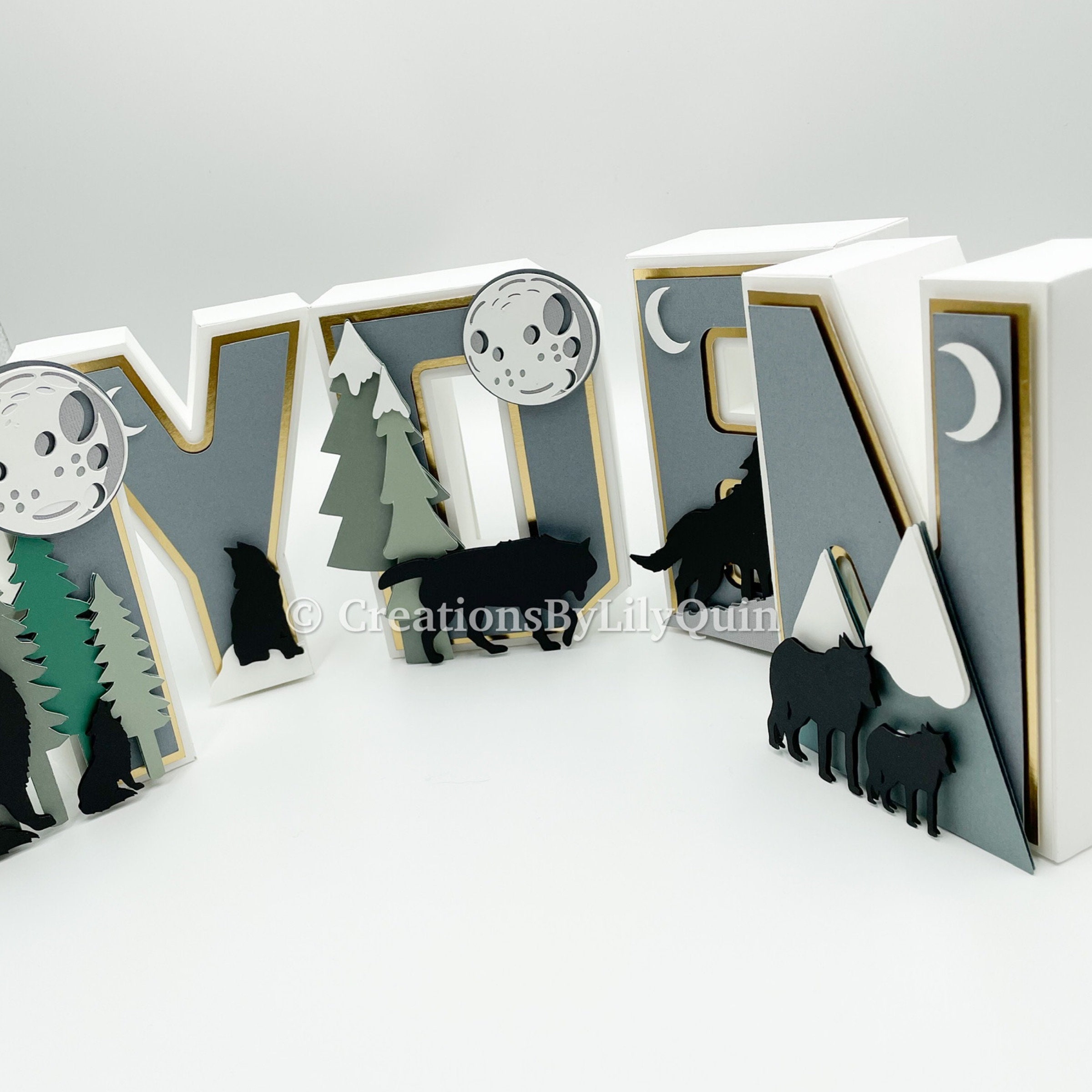 Wolf Theme 3D Letters - Etsy