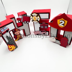 Firefighter 3D Letters, Truck 3D Letters, Fire Truck Party Decorations ...