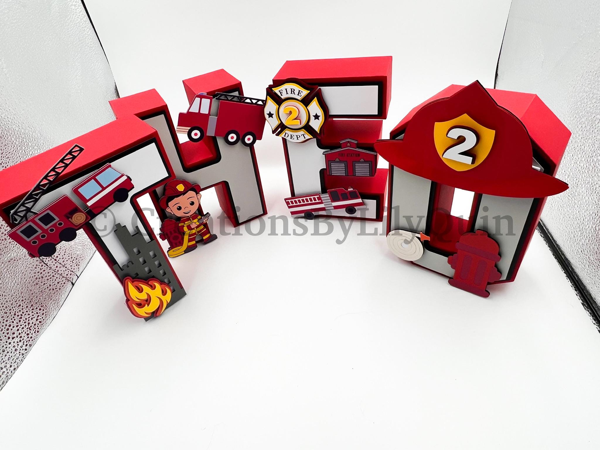 Firefighter 3D Letters: Fire Truck Birthday Party Decorations - Etsy