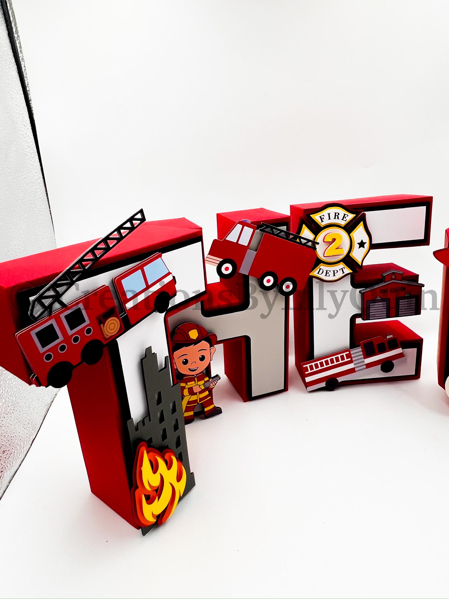 Firefighter 3D Letters: Fire Truck Birthday Party Decorations - Etsy