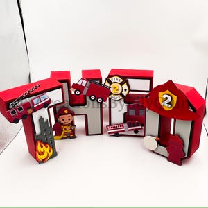 Firefighter 3D Letters, Truck 3D Letters, Fire Truck Party Decorations ...