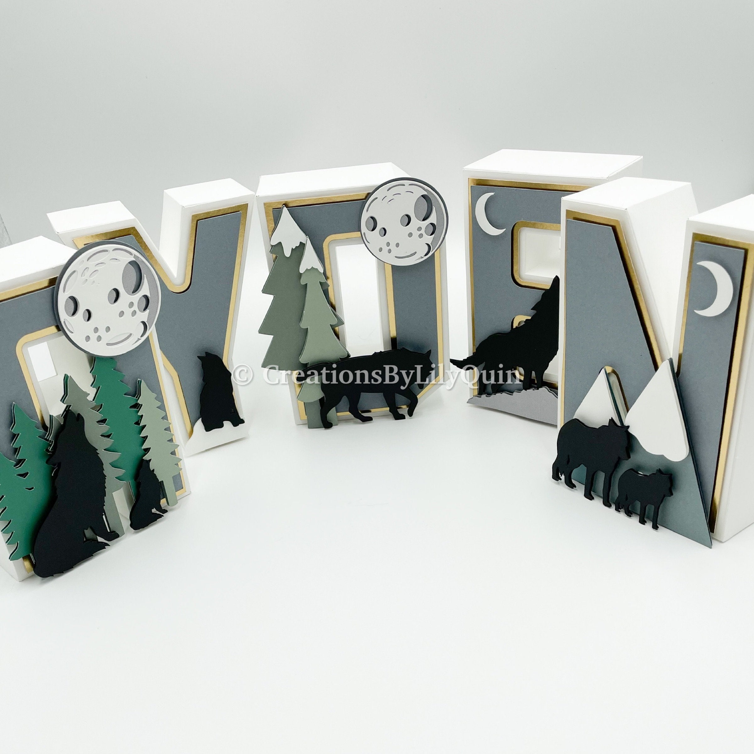 Wolf Theme 3D Letters - Etsy