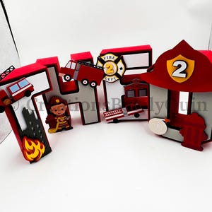 Firefighter 3D Letters, Truck 3D Letters, Fire Truck Party Decorations ...
