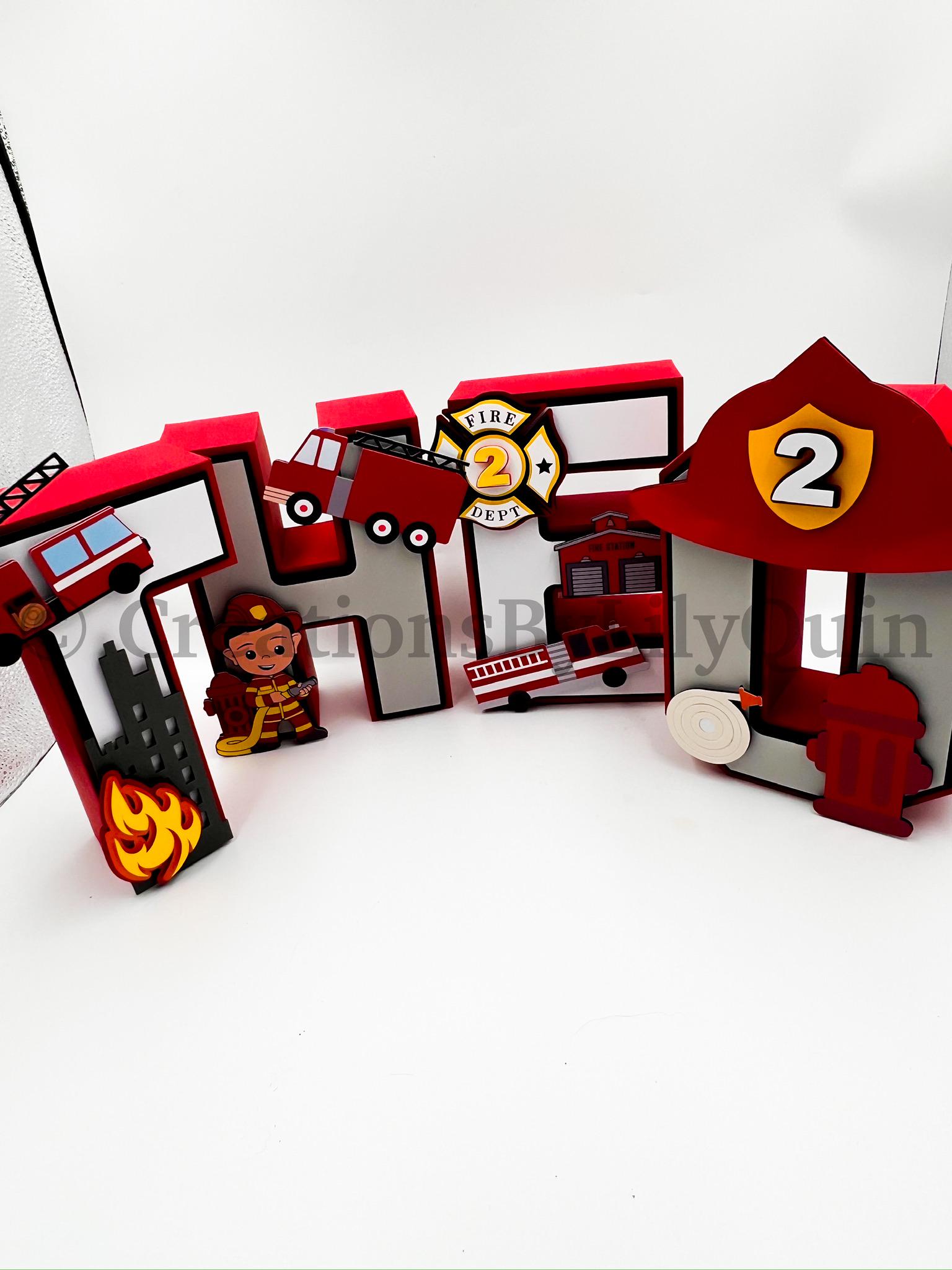 Firefighter 3D Letters: Fire Truck Birthday Party Decorations - Etsy