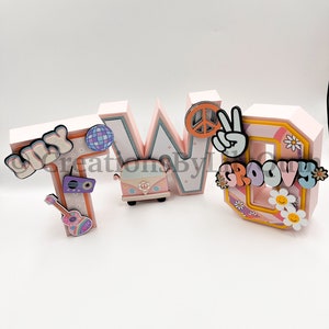 Two Groovy 3D Letters Party Decor/ Groovy One/ One Groovy Babe/ Retro ...