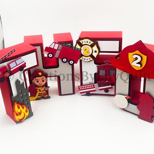 Firefighter 3D Letters, Truck 3D Letters, Fire Truck Party Decorations ...