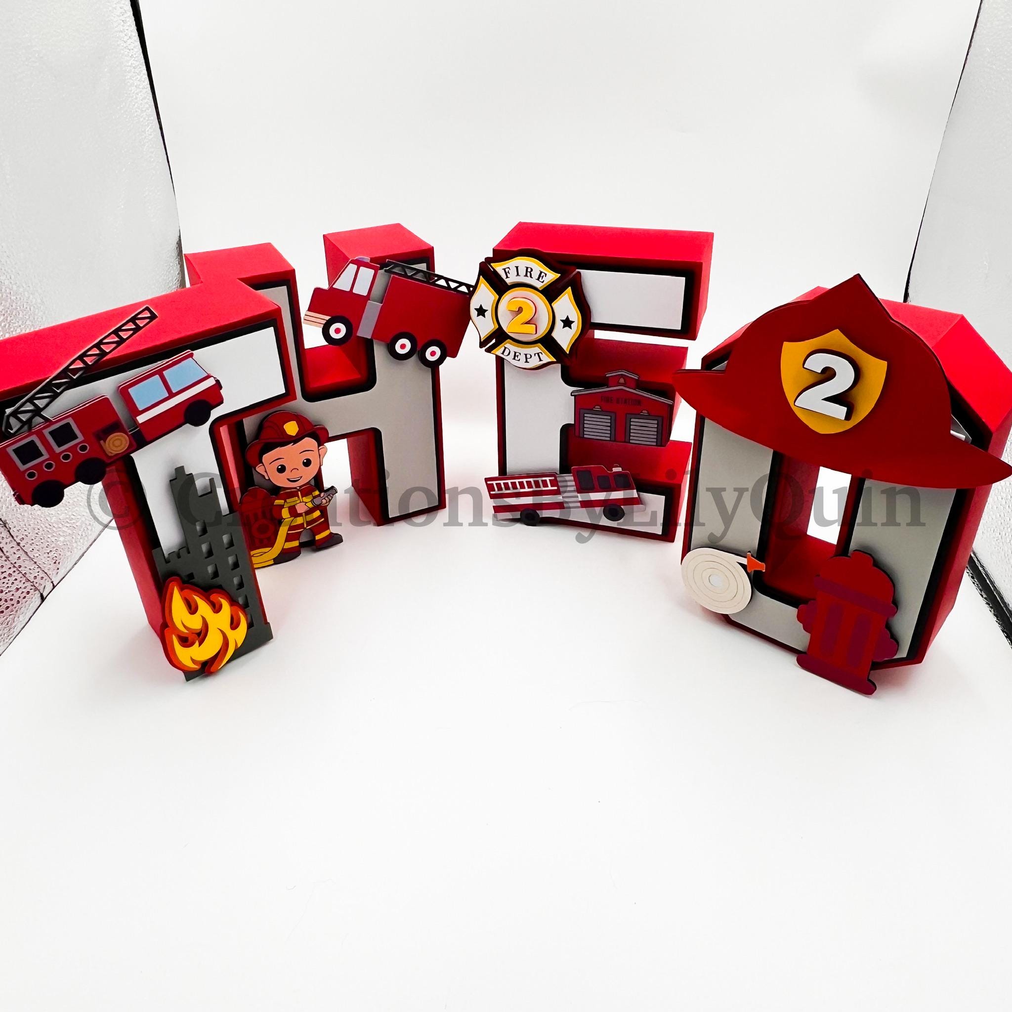 Firefighter 3D Letters: Fire Truck Birthday Party Decorations - Etsy