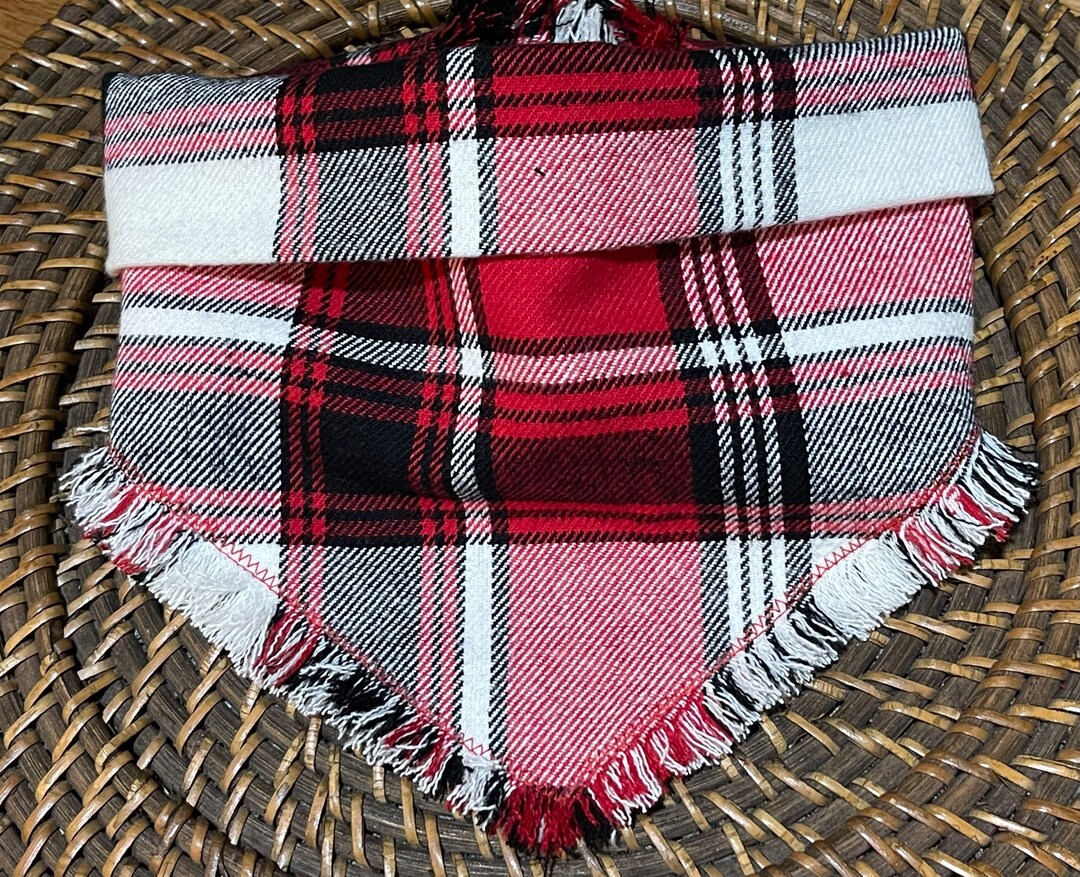 Red Flannel Plaid Snap Bandana, Hand Frayed, Frayed Bandana, Fall ...