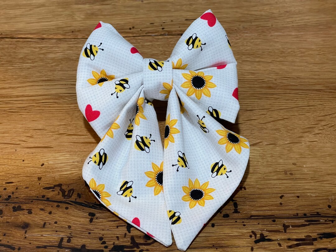 Bees, Flowers, and Hearts Sailor Bow, Dog Bows With Tails, Small and ...