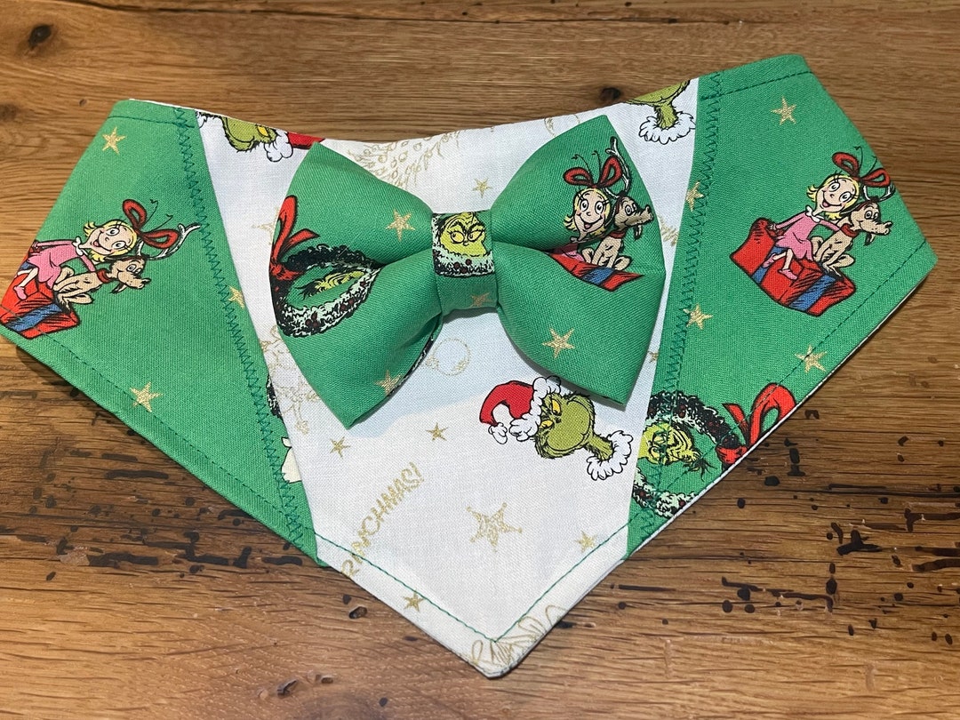 Grinch Bow Bandana, Bow and Vest Appearance, Merry Grinchmas Bandana ...