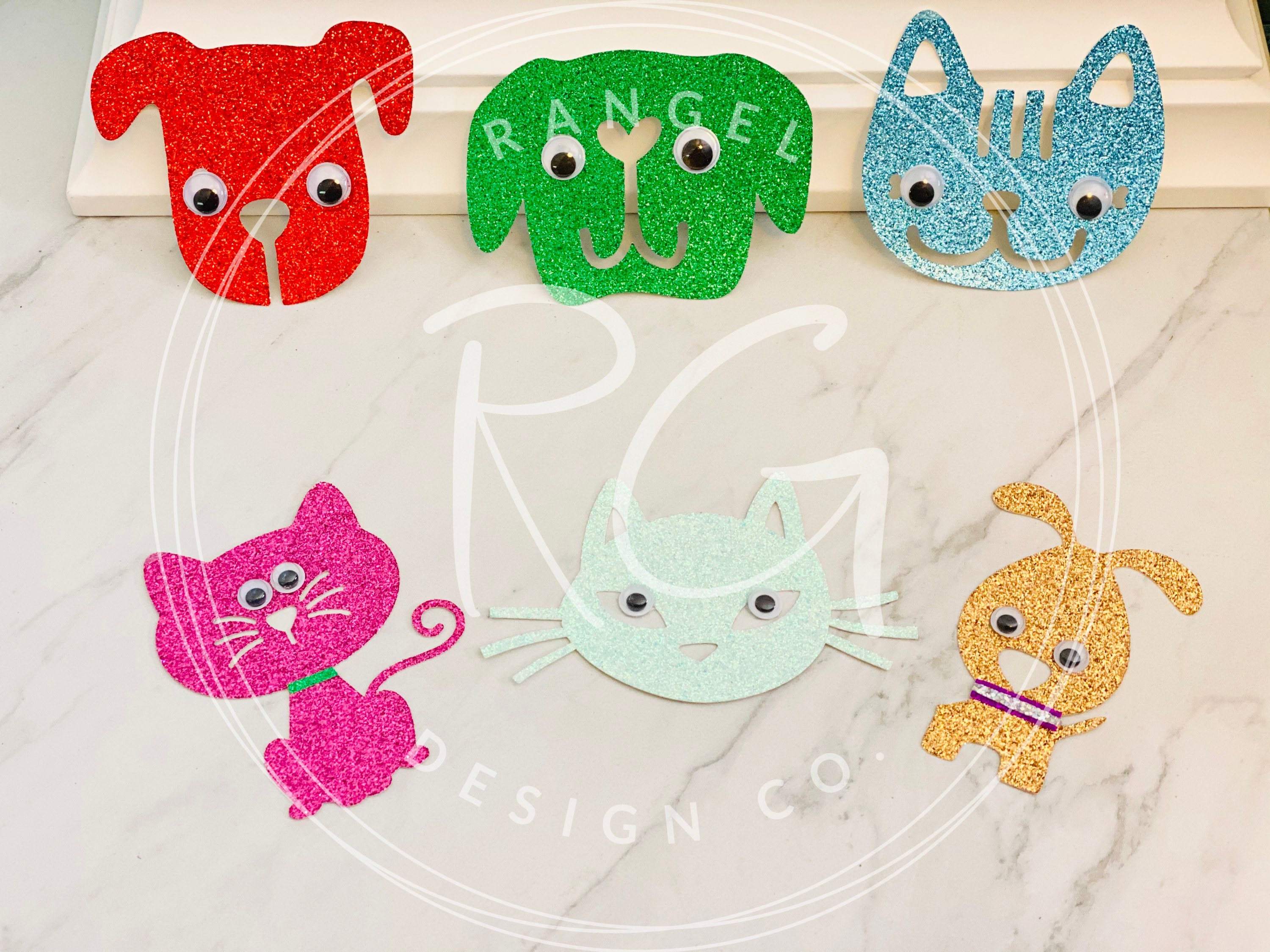 Cats and Dogs Glitter Rewards/props Set of 6 Props for Teaching English ...