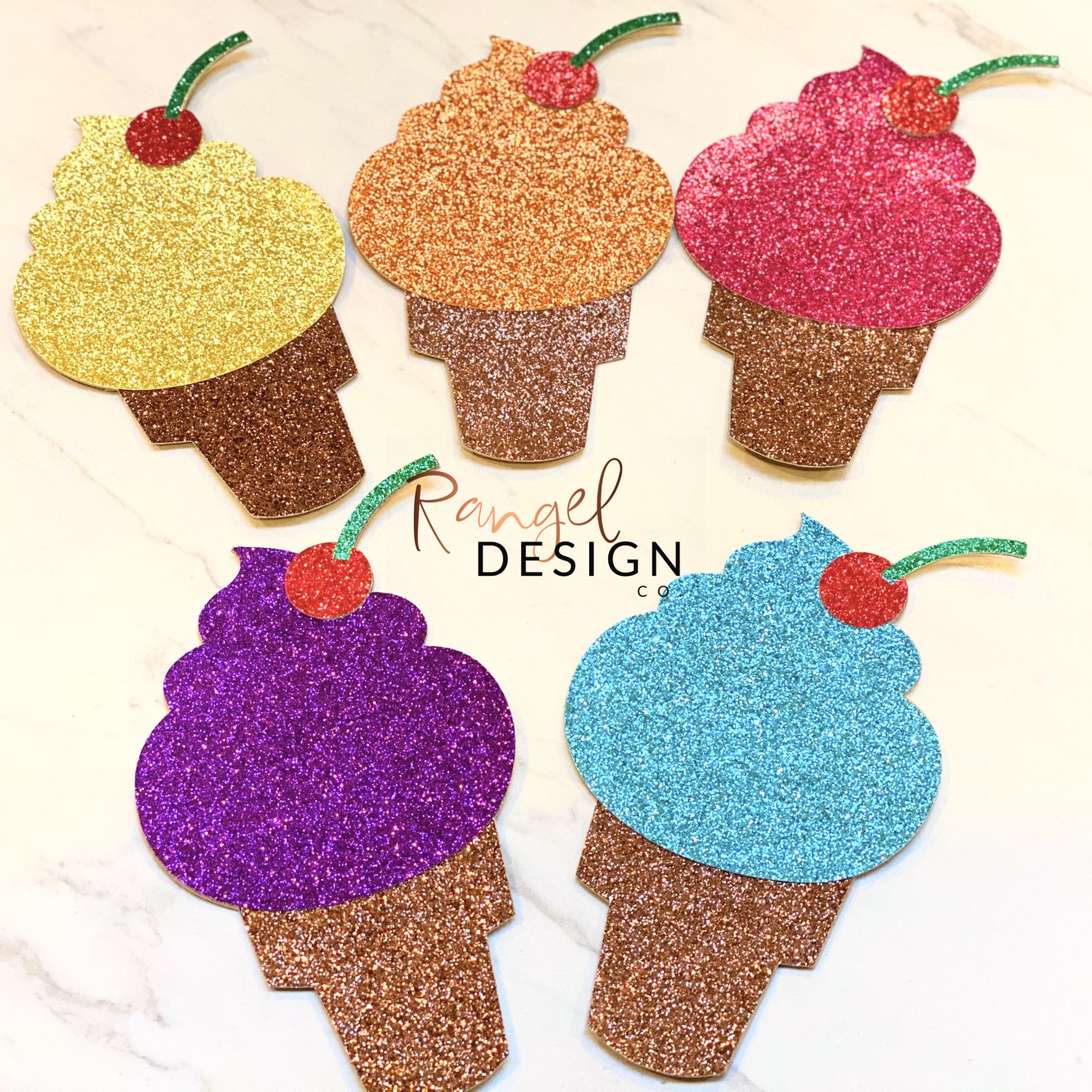 Individual Glitter Color Ice Creams Set of 5 Props for Teaching English ...