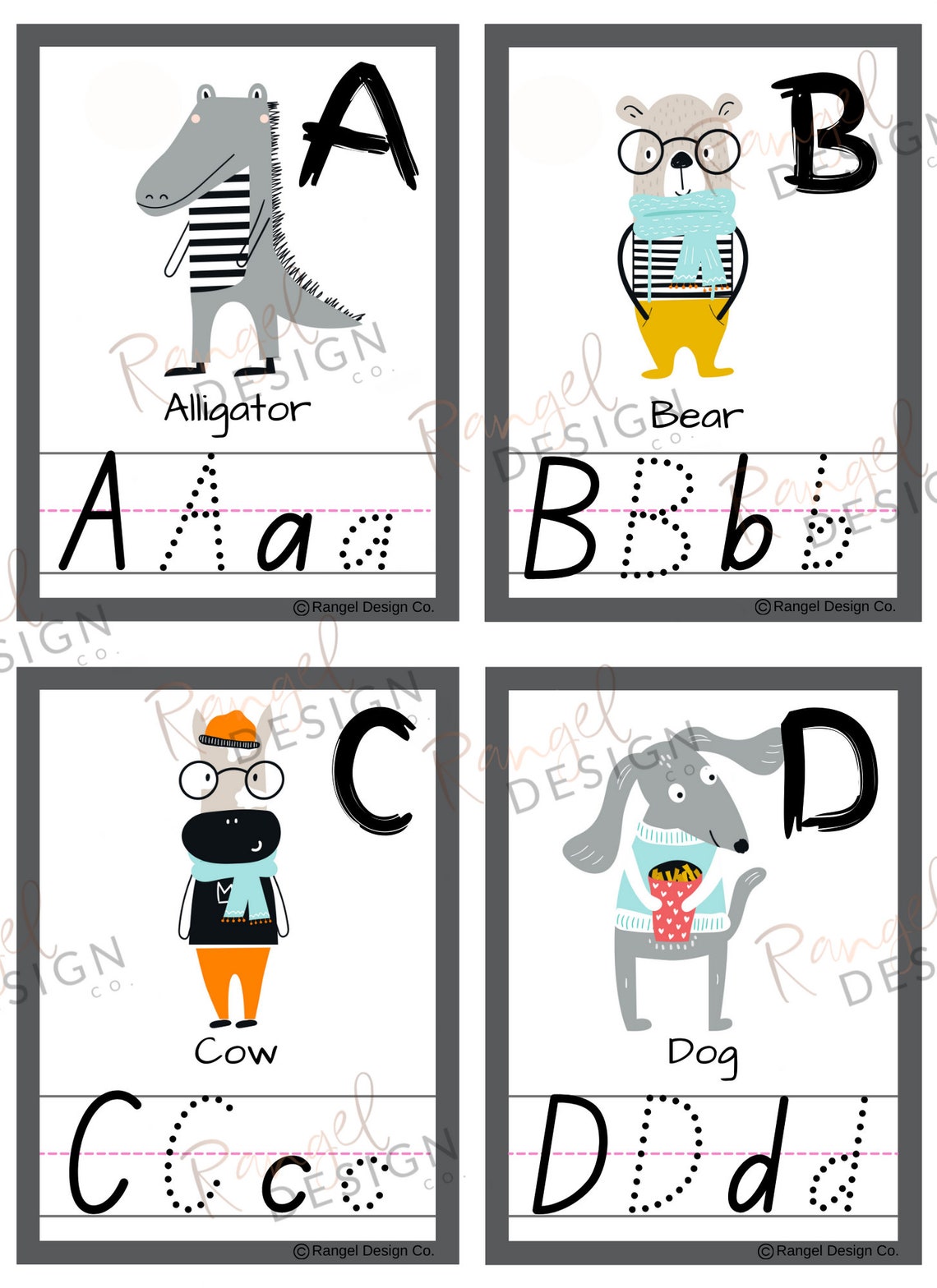 Alphabet Writing Flashcard Set - DIGITAL DOWNLOAD - Education Printable ...