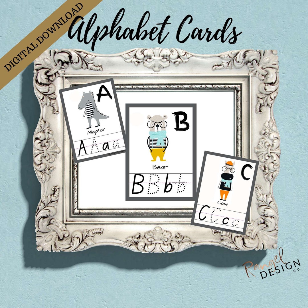 Alphabet Writing Flashcard Set DIGITAL DOWNLOAD Education Printable ...