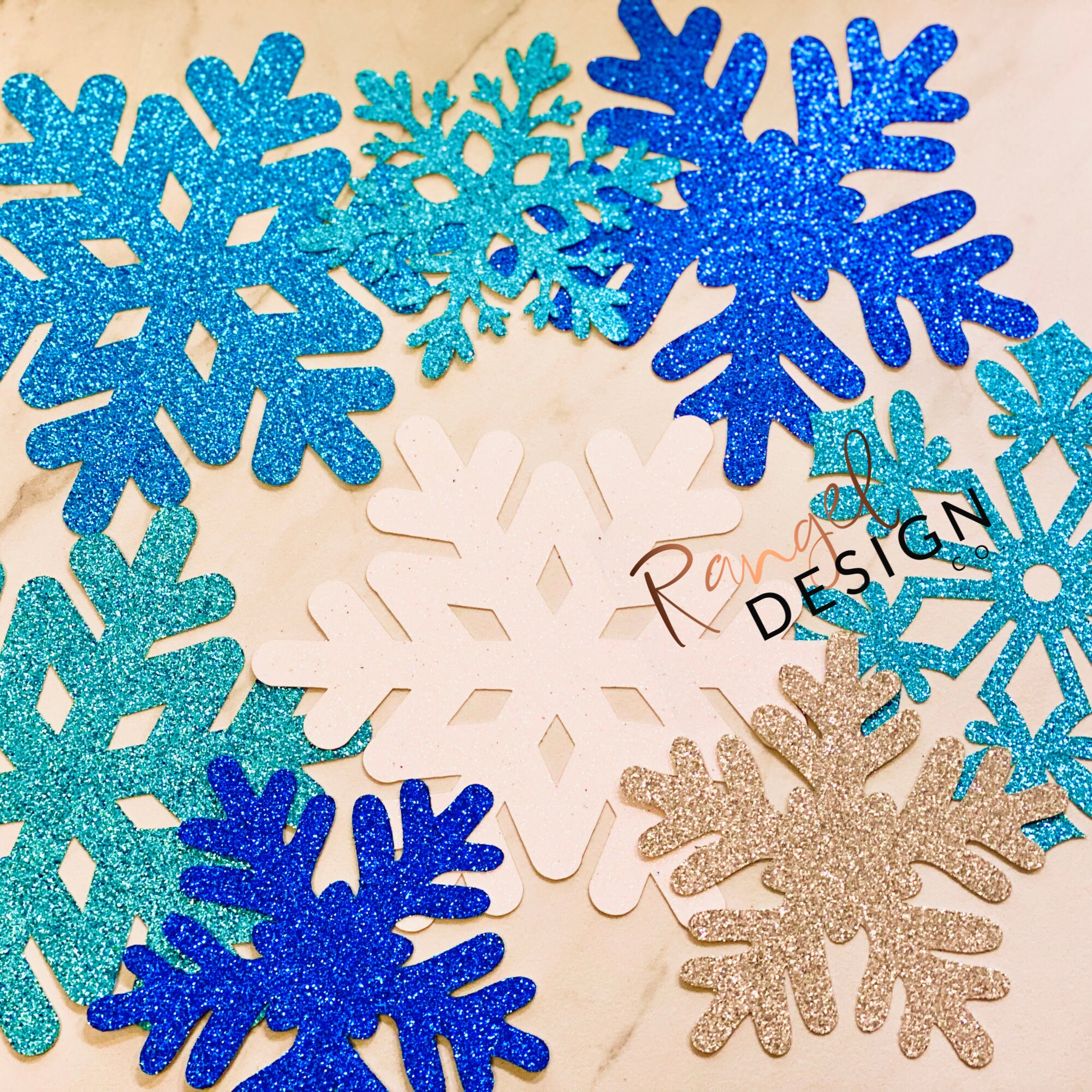 Glitter Snowflakes - Set of 5 - Etsy