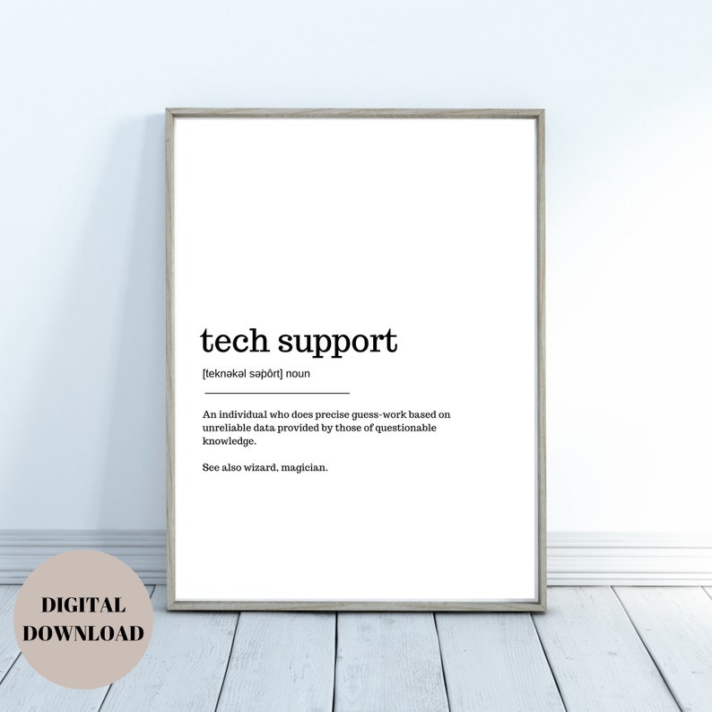 TECH SUPPORT Definition Print Bedroom Prints Wall Decor - Etsy