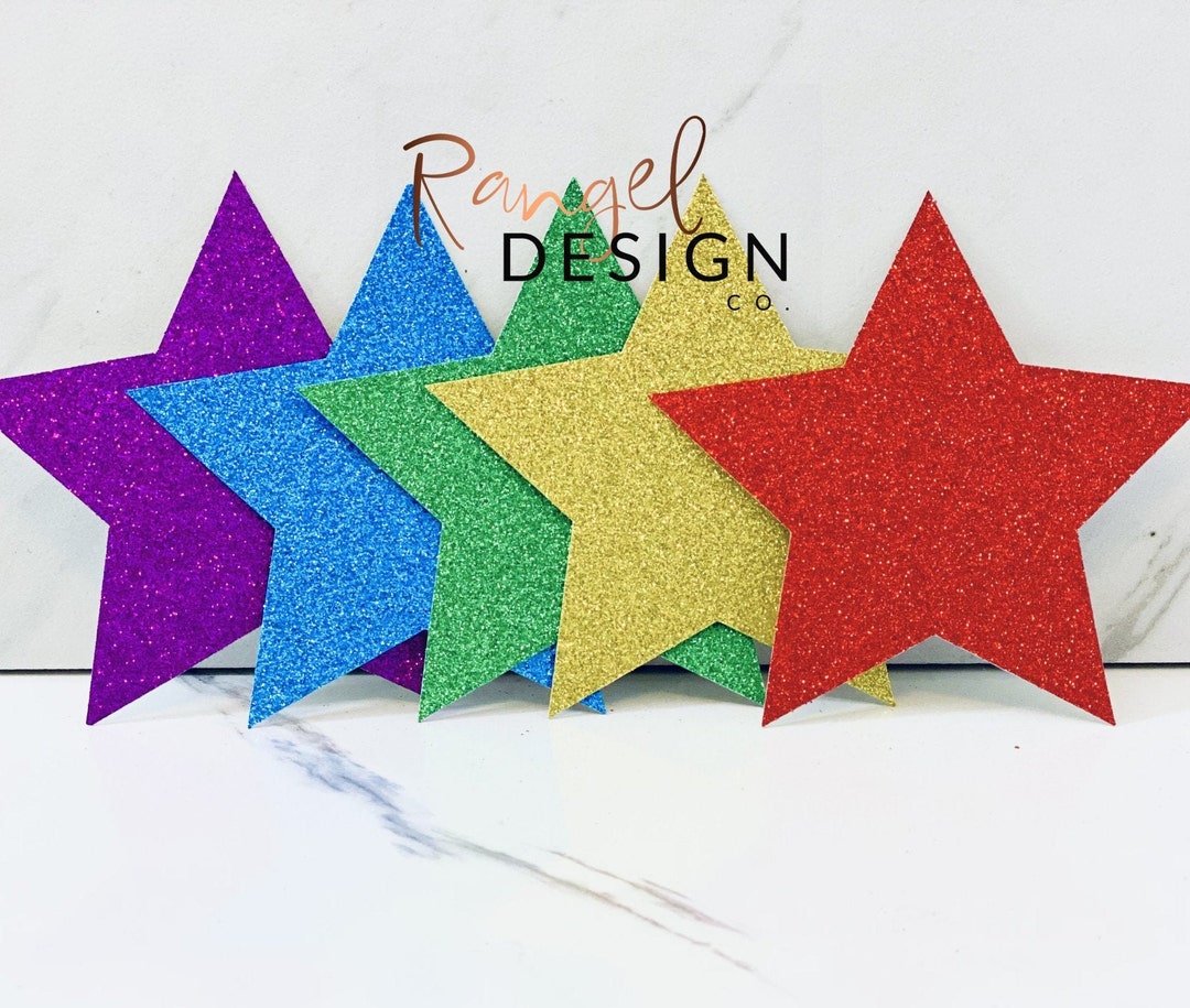 Rainbow 5" Glitter Star Set- Props for Teaching English Online ...